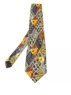Ermenegildo Zegna Geometric-print Floral Neck Tie - Black