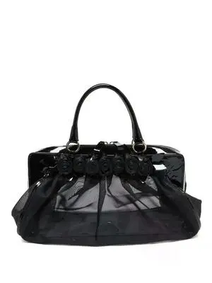 Valentino Garavani Petale Rose Patent-leather Mesh Tote Bag - Black