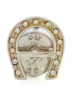 AIGNER Crystal-embellished Horseshoe Brooch - Silver