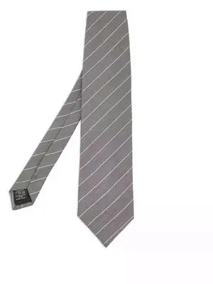 Emporio Armani Striped Silk-blend Tie - Grey