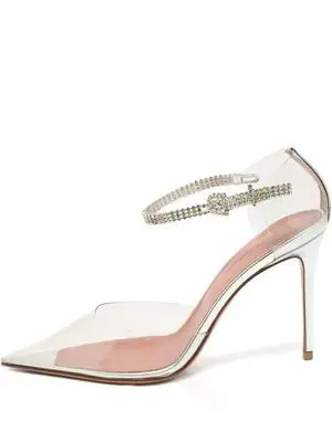Amina Muaddi 100mm Crystal-embellished Pumps - Neutrals