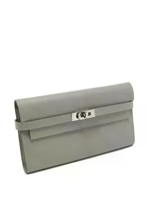 Hermès Kelly To Go Grain-textured Flap Clutch - Grey