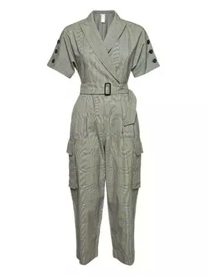 Max Mara Checked Belted Jumpsuit - Grey