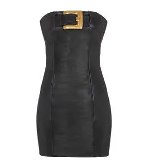 Balmain Lambskin Belt-detail Mini Dress
