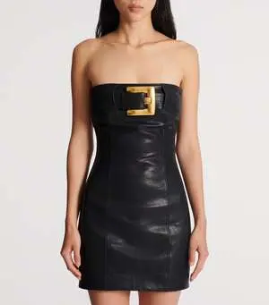 Balmain Lambskin Belt-detail Mini Dress