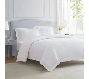 MARTHA STEWART Simple Scallop Pink Cotton Queen Comforter Set - One-color