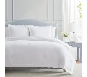 MARTHA STEWART Simple Scallop Pink Cotton Queen Comforter Set
