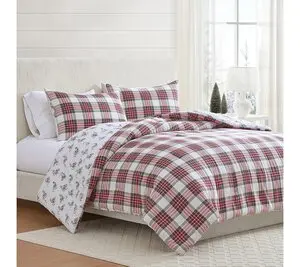 MARTHA STEWART Yuletide Plaid Reversible Queen Comforter Set - One-color