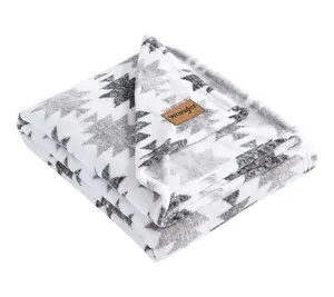 Wrangler Canyon Ikat Grey Plush-fleece 50'x60' Throw - One-color