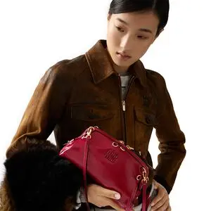 Miu Miu Caprice Leather Clutch - Ruby Red