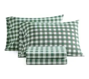 MARTHA STEWART Madison Gingham Green Cotton Twi N Sheet Set - One-color
