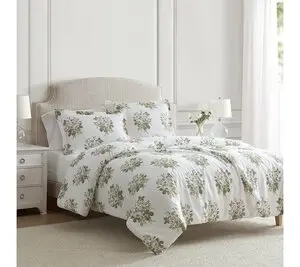 MARTHA STEWART Eloise Floral Grey Cotton King C Omforter Set - One-color