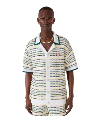 Casablanca Tuck Stitch Short Sleeve Shirt - Multicolor