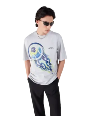 Casablanca Flaming Tennis Ball Oversized Short Sleeve T-shirt - Multicolor