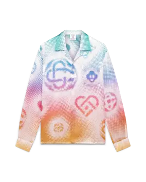 Casablanca Halftone Logo Long Sleeve Silk Shirt - Multicolor