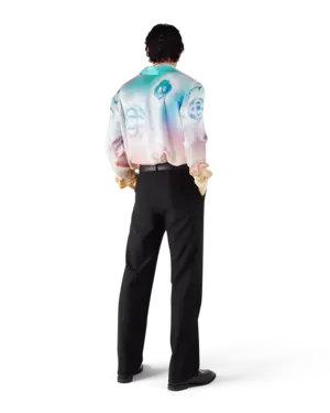Casablanca Halftone Logo Long Sleeve Silk Shirt - Multicolor