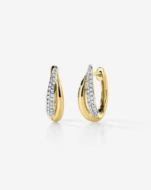 Ring Concierge Double Row Diamond Hoop Earrings - One-color