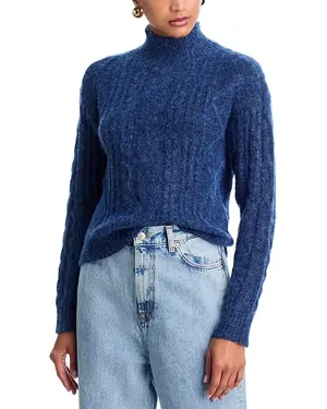 Aqua Erin Cable Knit Turtleneck Sweater