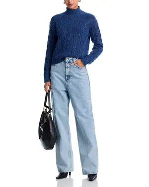 Aqua Erin Cable Knit Turtleneck Sweater