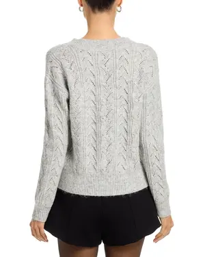 Aqua Brka Pointelle V Neck Sweater
