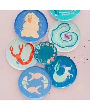 JOLLITY & CO Zodiac Themed Paper Party Dessert Plates, Set Of 8 - Blue