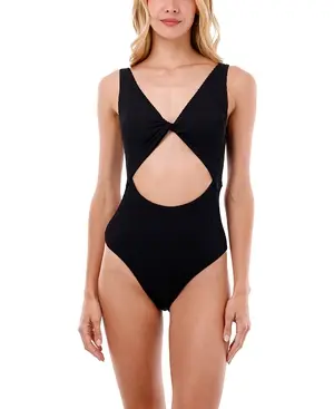 MALAI Textured Wave Cut Out One Piece - Black