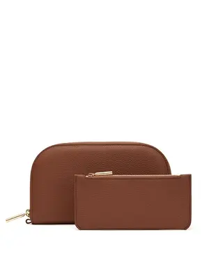 Cuyana Duo Zip Wallet Dark Chestnut