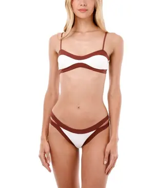 MALAI Barn Blend Array Bikini Bottom - Barn Red And White
