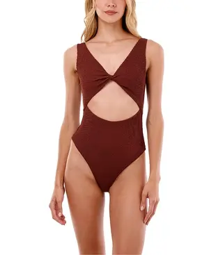 MALAI Textured Wave One Piece Swimsuit - Barn Red