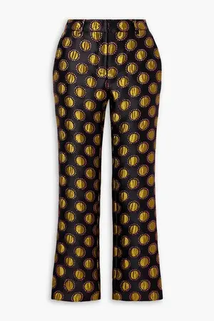 La DoubleJ Hendrix Metallic Jacquard Flared Pants - Black