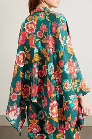 La DoubleJ Floral-print Silk-twill Shirt - Emerald