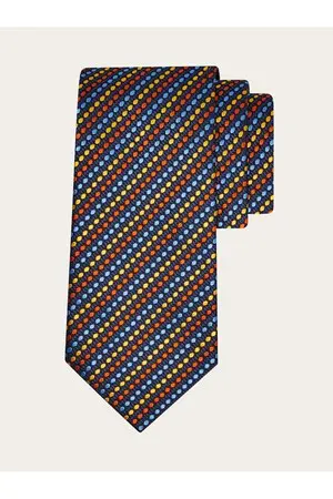 FERRAGAMO Dots Jacquard Standard Neck Tie - Blue