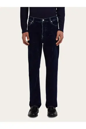 FERRAGAMO Five-pocket Straight Leg Trousers - Navy