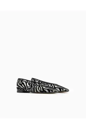 Giorgio Armani Zebra-design Flocked Mesh Ballerinas