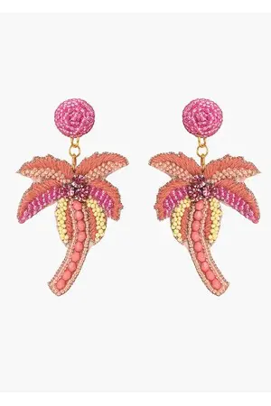 Yumi Kim Sunset Palm Tree Beaded Earrings - Coral