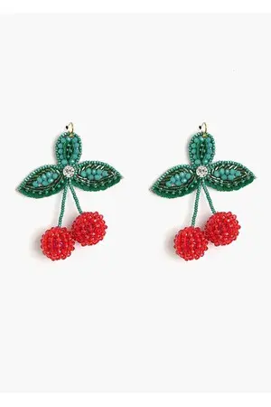 Yumi Kim Cherry Charm Beaded Dangle Earrings - Green