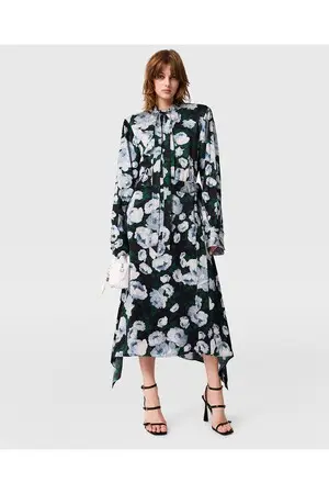 Stella McCartney Floral Long-sleeve Mesh Midi Dress