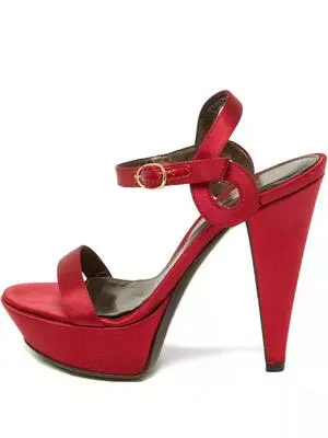 SERGIO ROSSI Satin Platform Buckled High Heel Sandals
