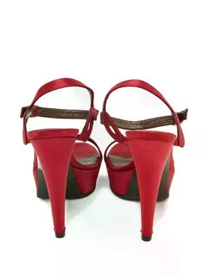 SERGIO ROSSI Satin Platform Buckled High Heel Sandals