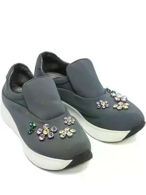 Prada Crystal-embellished Floral Sneakers
