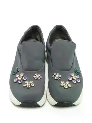 Prada Crystal-embellished Floral Sneakers