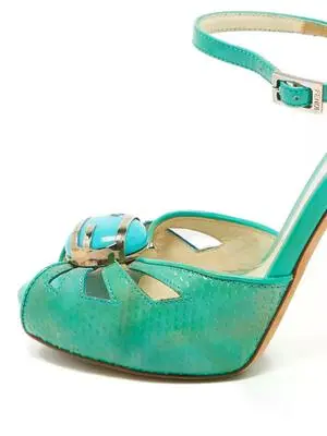 Fendi Snakeskin Embossed Patent Leather Sandals