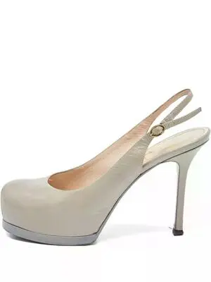 Saint Laurent 100mm Tribtoo Leather Slingback Pumps