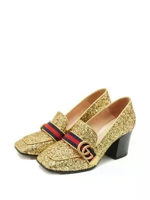 Gucci 75mm Glitter-finish Stripe Pumps