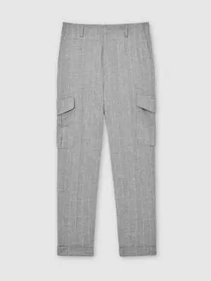 REISS Wool-blend Flannel Pinstripe Cargo Trousers