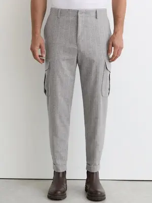 REISS Wool-blend Flannel Pinstripe Cargo Trousers