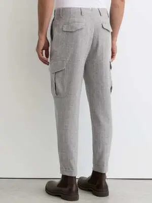 REISS Wool-blend Flannel Pinstripe Cargo Trousers