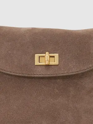 REISS Suede And Leather Crossbody Bag