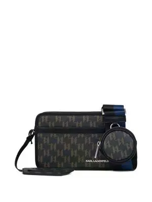 Karl Lagerfeld Monogram Crossbody Bag - Black