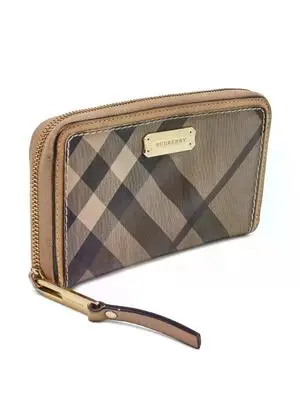 Burberry Leather Check Zip Wallet